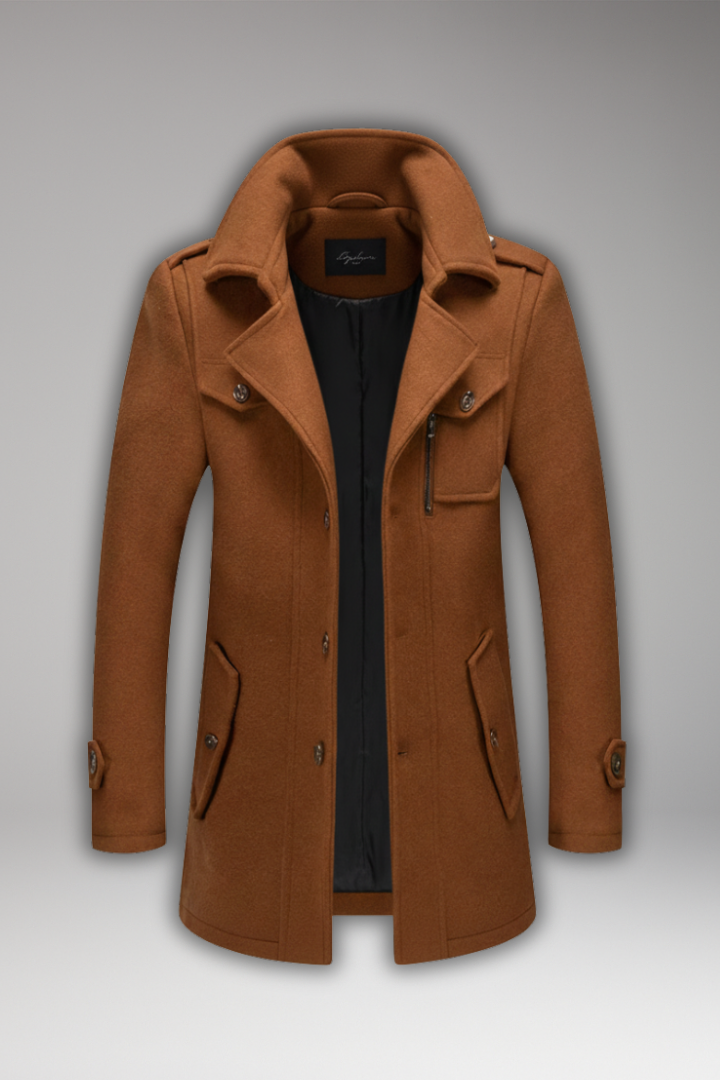 Men’s blend overcoat designed as a two-piece winter layer with an inner ...