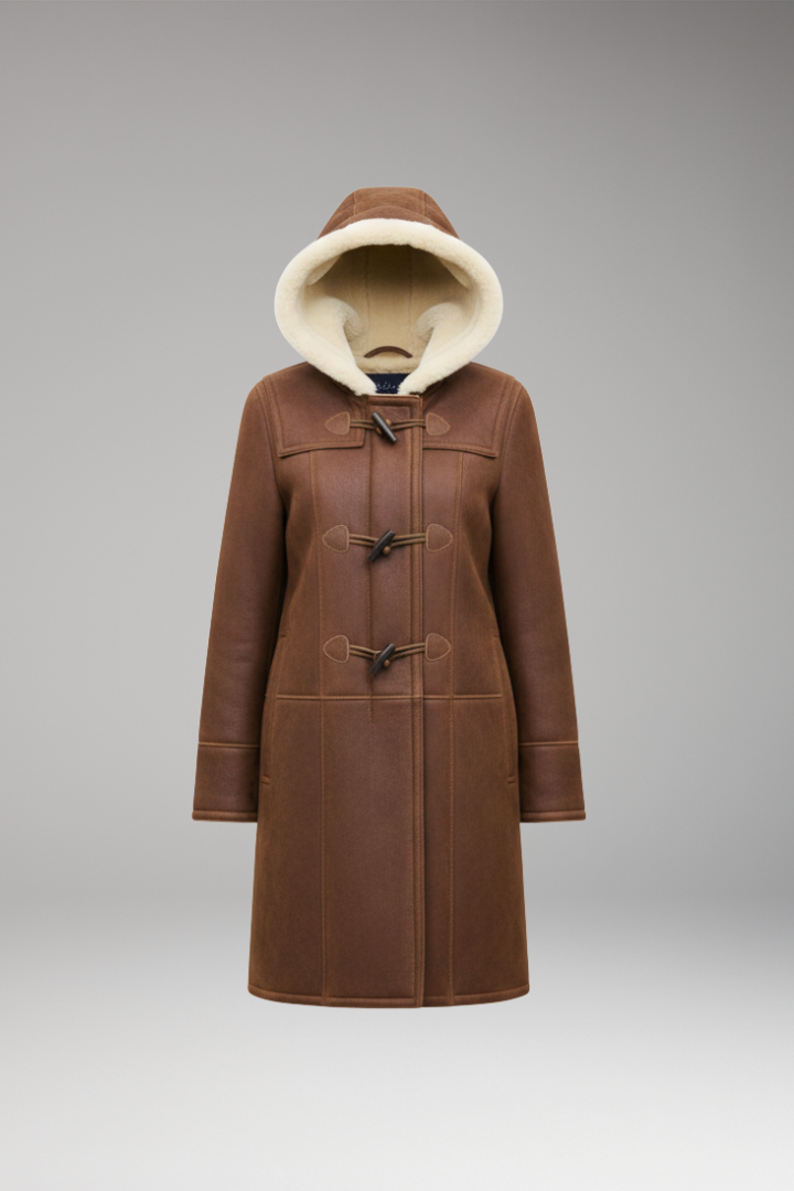 Women Hooded Coat with Toggle Front Closure, Welt Side Pockets and ...